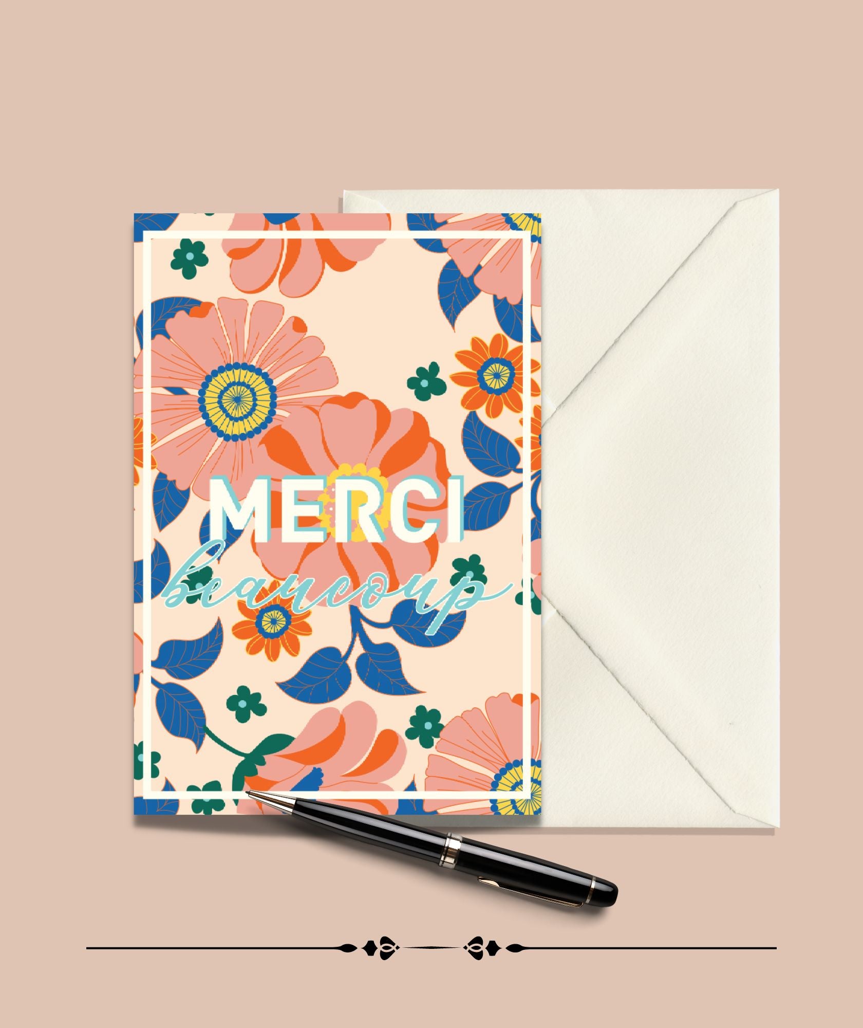 Carte de Voeux MERCI BEAUCOUP Florale - Julie Roubergue